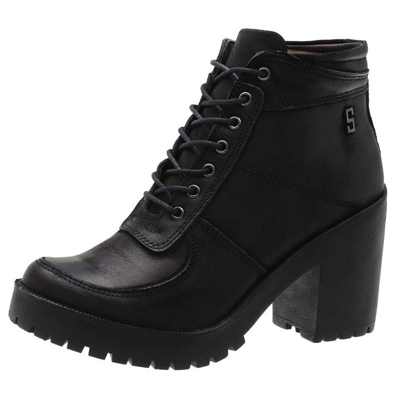 Bota Coturno Couro Stefanello Margarida Preto - AVALON - Coturno ...
