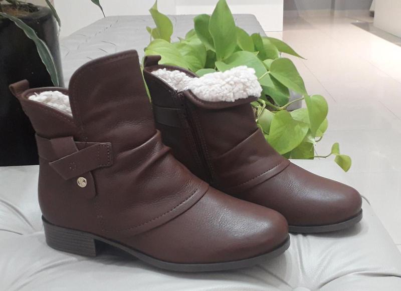 Bota Couro Cano curto Marrom Pelo lã Bottero Feminina - Bota Feminina ...