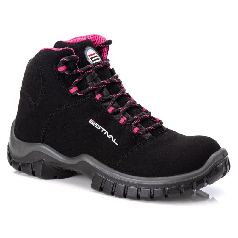 Bota de segurança em microfibra Preto e Rosa Estival CA 44558 - Bota de ...