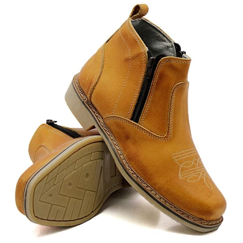 Bota De Ziper Botina Montaria Couro Unissex Cavalgada Mateira - Country ...