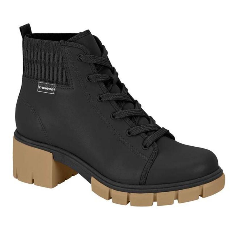 Bota Feminina Moleca Coturno Elástico Salto Médio Napa - Coturno ...