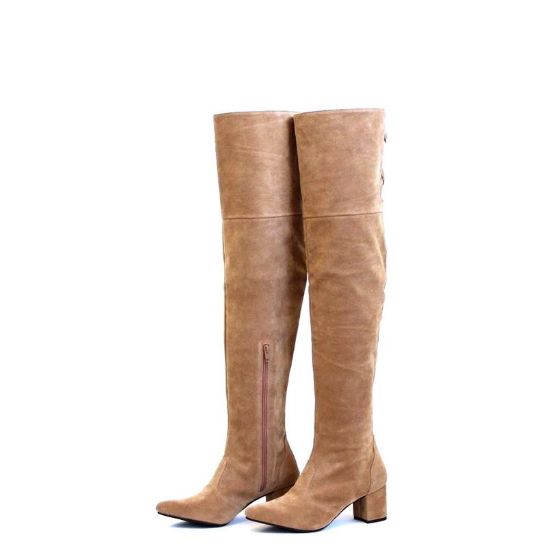 Bota Feminina Over The Knee Cano Alto Salto 6cm Camurça Luxo - Lirom ...