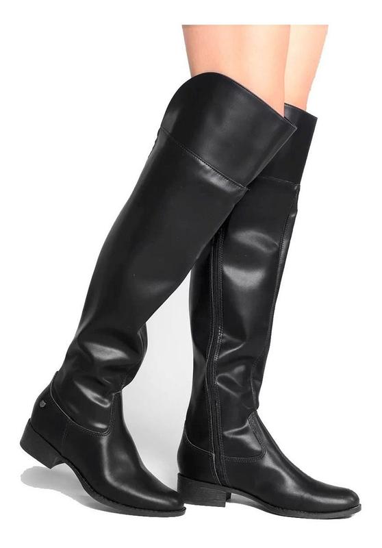 Bota Feminina Over The Knee Via Uno Salto Baixo Cano Alto Coxa Grossa ...