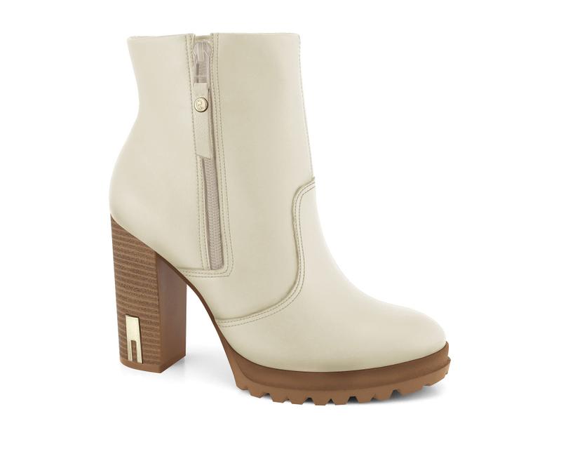 Bota Feminina Salto Alto Ramarim Ankle Boot Cano Curto com Metal No ...