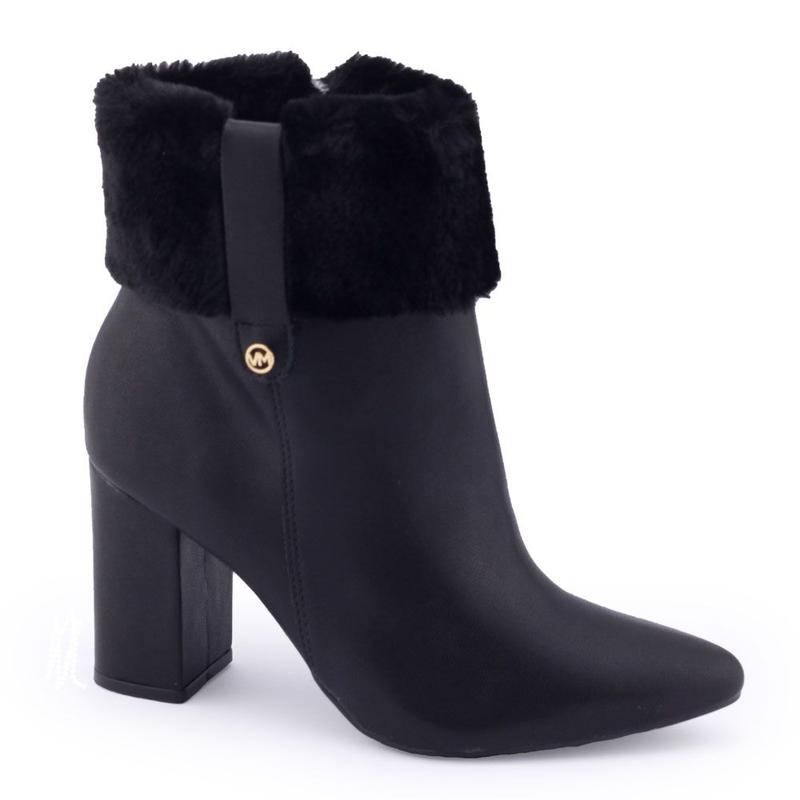 Bota Feminina Via Marte 22-6509 Pelos salto Bloco 7,5cm - Bota Feminina ...