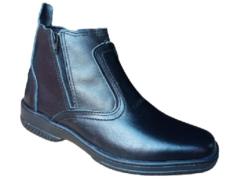 Bota Masculina Em Couro Vaqueta Botina Com Ziper Fecho Botinha Social ...