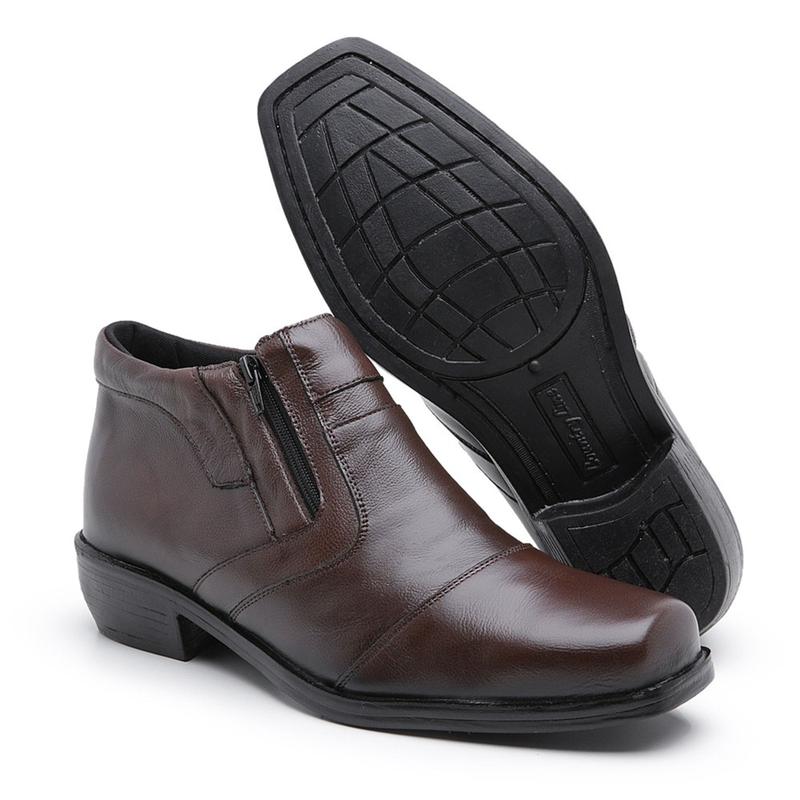 Bota Masculina Social Couro Legítimo Bico Quadrado Cano Curto ...