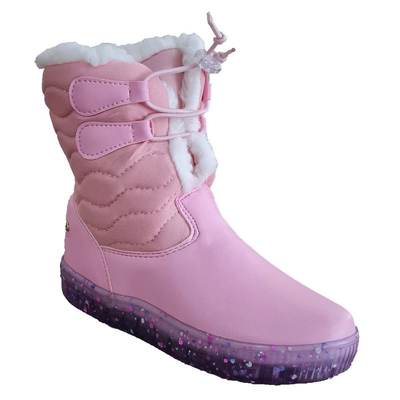 Bota Pelo Carneiro Menina Coturno Preta Rosa Sola Colorida Glitter ...