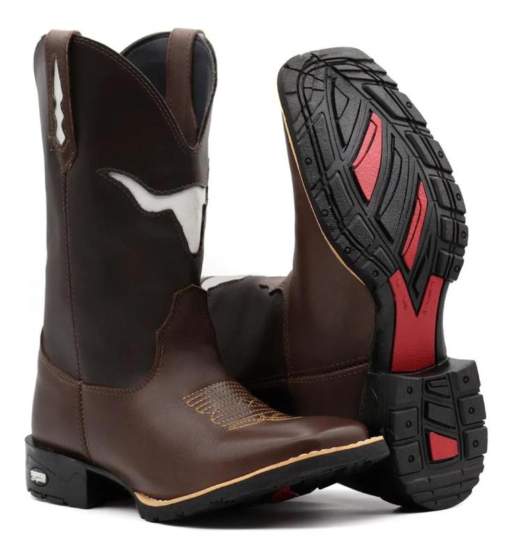 Bota texana em couro grife masculina boi vazado - johncountry - Outros ...