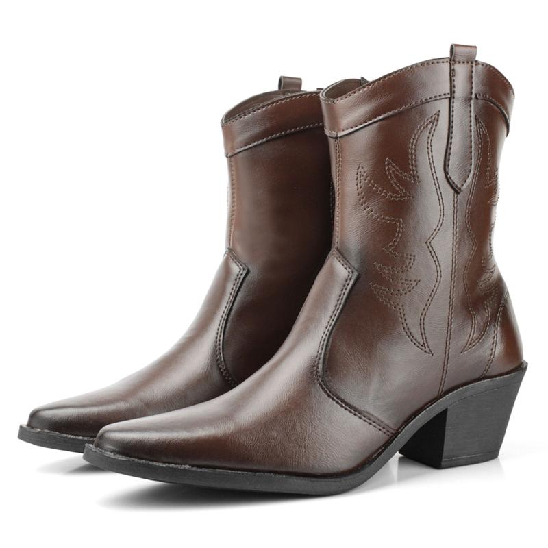 Bota Texana Western Bordada Feminina Tendencia Moda Ana Castela Prata Preto Marrom - Dona Beja ...