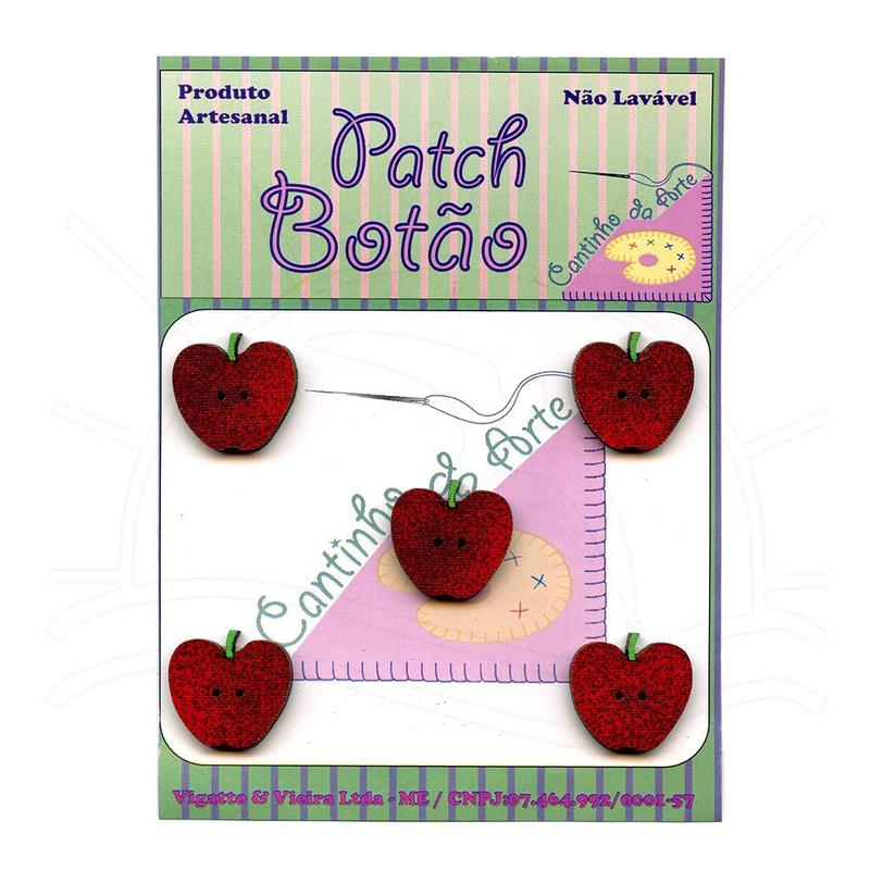 Botão Patch Maçã Vermelha 1046 - 5 unid - Cantinho da Arte - Botões ...
