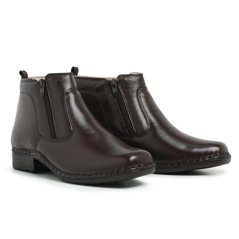 Botina Social Ortopédica Bota Antiestresse Couro Palmilha Gel Marrom ...