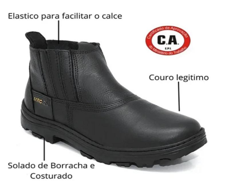 Botina tênis para trabalho epi de segurança com c.a em couro legítimo ...