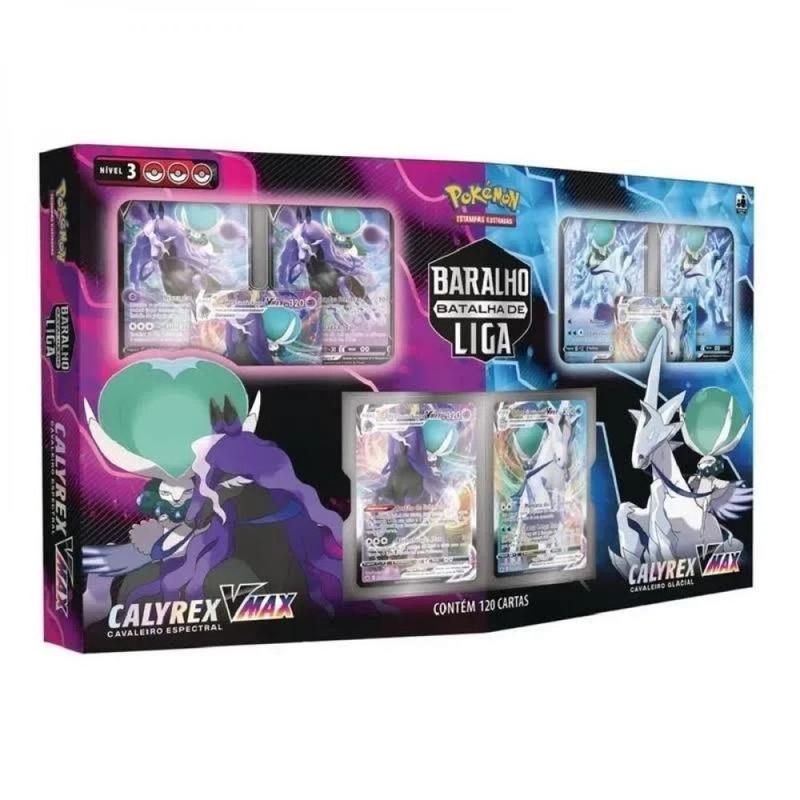 Box Batalha de Liga Pokemon Calyrex V Max Glacial 120 Cartas - Copag ...