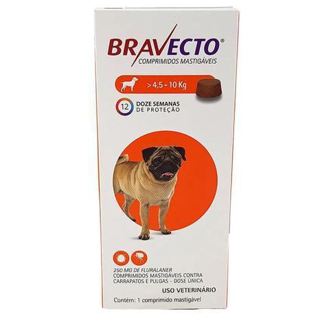 Bravecto antipulgas e carrapatos para caes 4,5 a 10kg - 1 Comprimido - Msd - Antipulga e ...