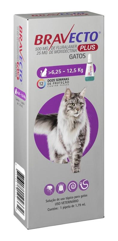 Bravecto Gatos De 6,25 A 12,5 Kg Transdermal - 500 mg - Antipulga e Carrapaticida - Magazine Luiza