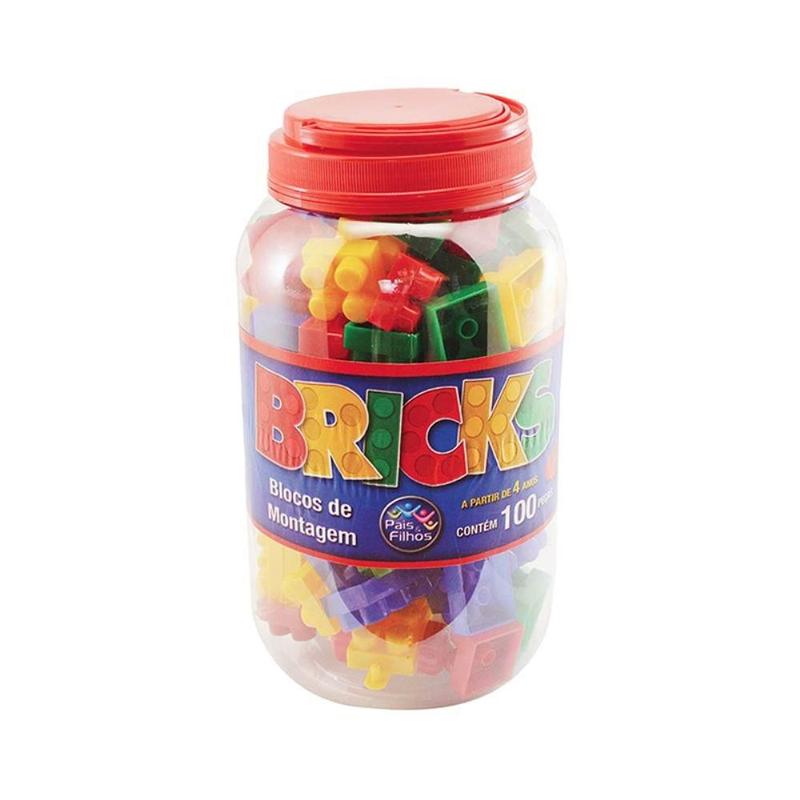 Bricks Blocos de Montar - 100 Peças - Pais E Filhos - Brinquedos de ...