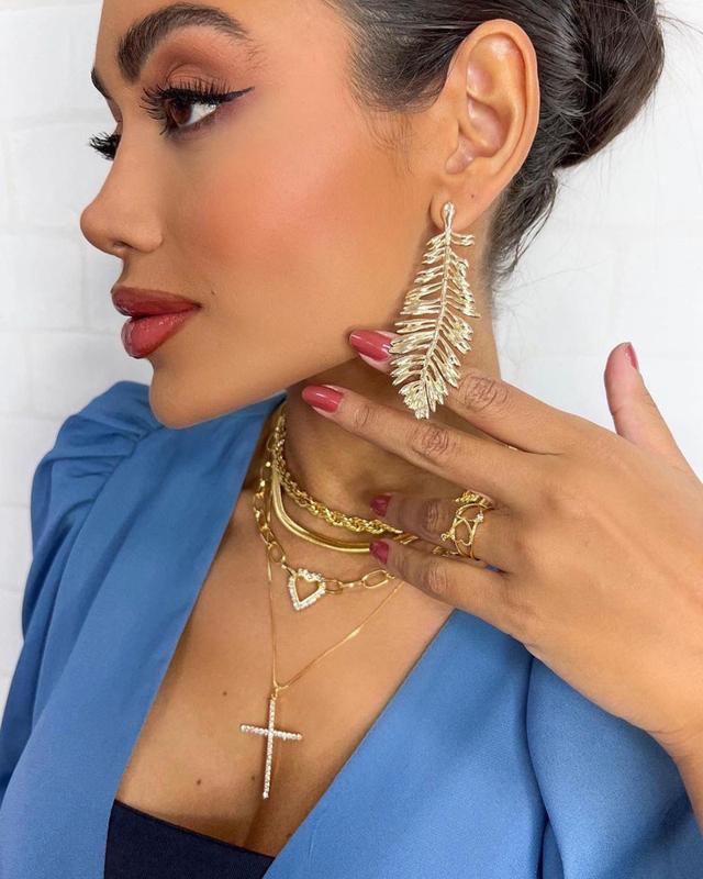 Brinco Feminino Folha Folheado Ouro18k Ou Prata 925 - Bella Lili Bijoux - Brinco - Magazine Luiza