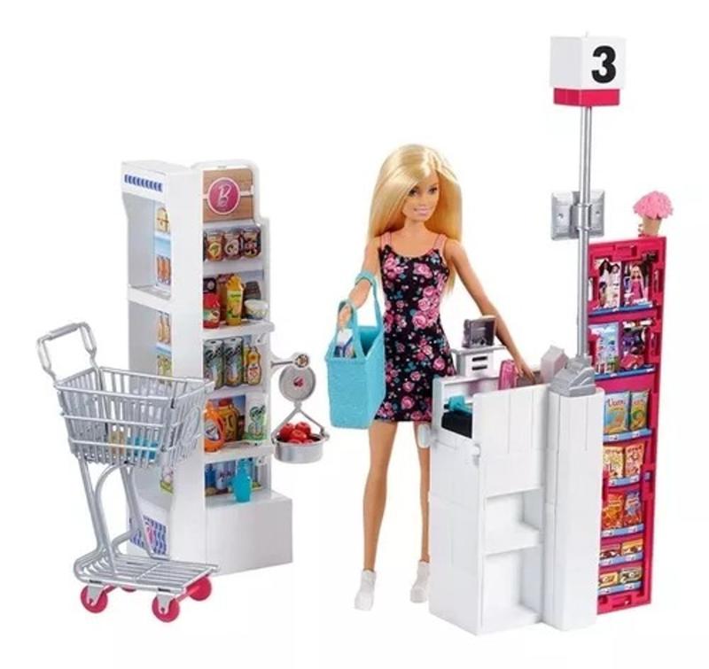 Brinquedo Boneca Barbie Supermercado De Luxo Mattel Frp01 - Boneca ...