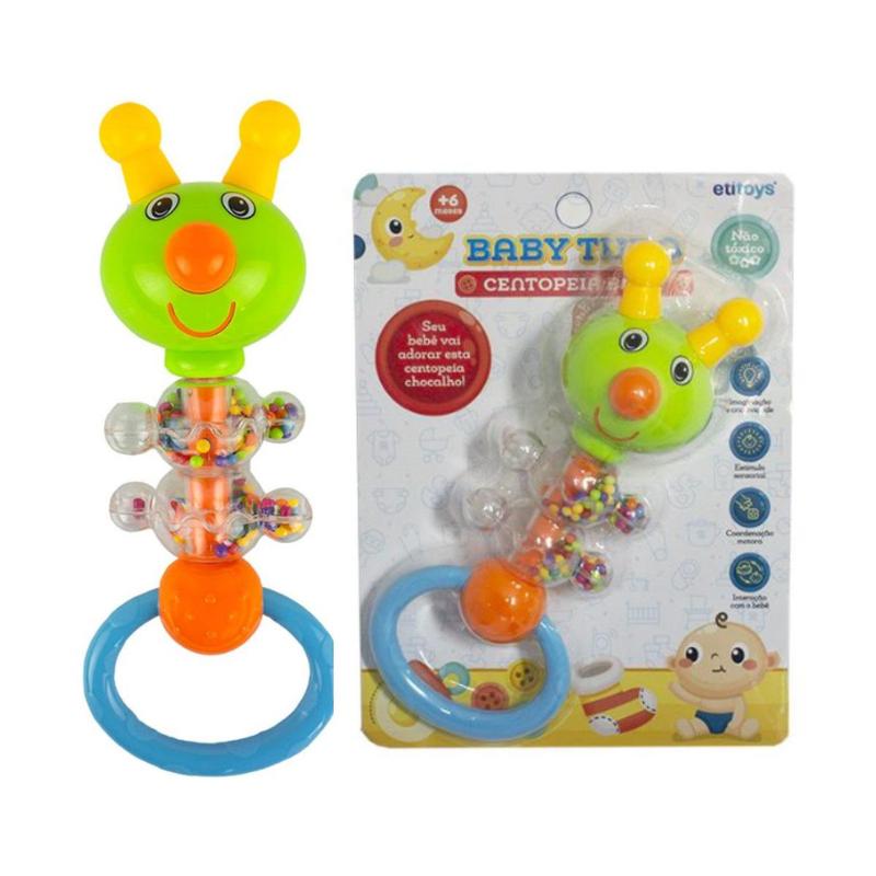 Brinquedo Chocalho de Bebê Centopeia Menino e Menina 6 Meses - Etitoys ...
