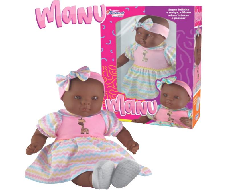 Brinquedo Infantil Boneca Negra Manu Linda Grande - Apolo - Bonecas ...
