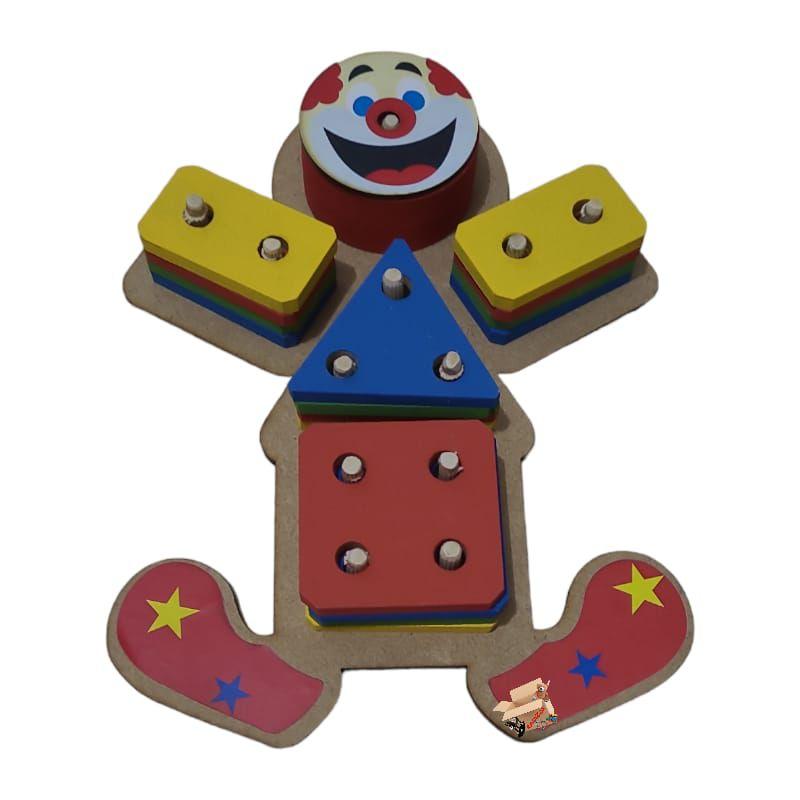 Brinquedo Pedagógico Educativo Em Madeira Palhaço De Encaixe V2 - BH ...