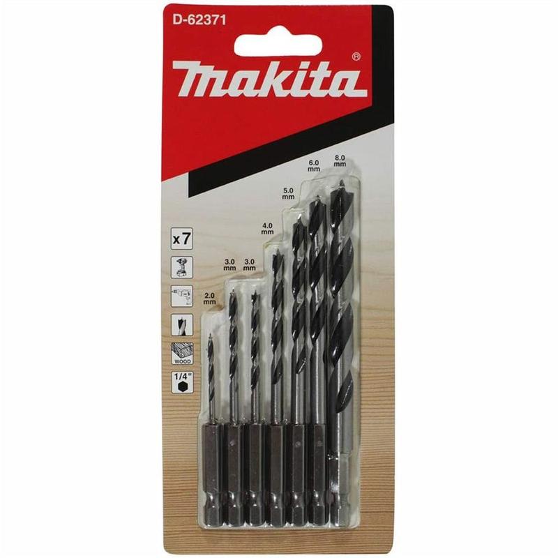 Broca p/ madeira hex 1/4" c/ 7 pcs - d-62371 - makita - Broca ...