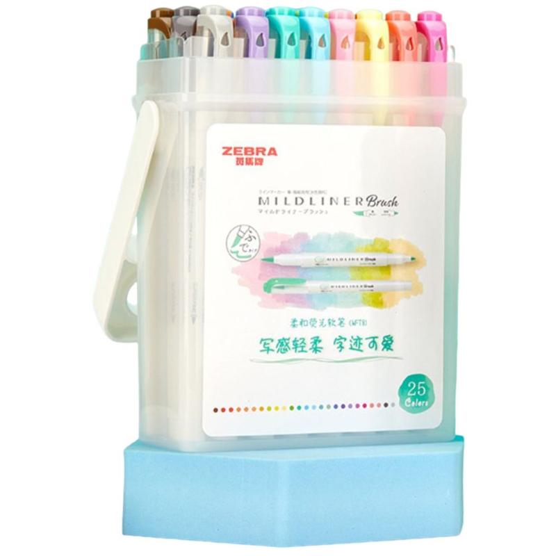 Brush Mildliner ZEBRA Ponta Dupla Pincel Hidrocor 25 Cores - Caneta ...