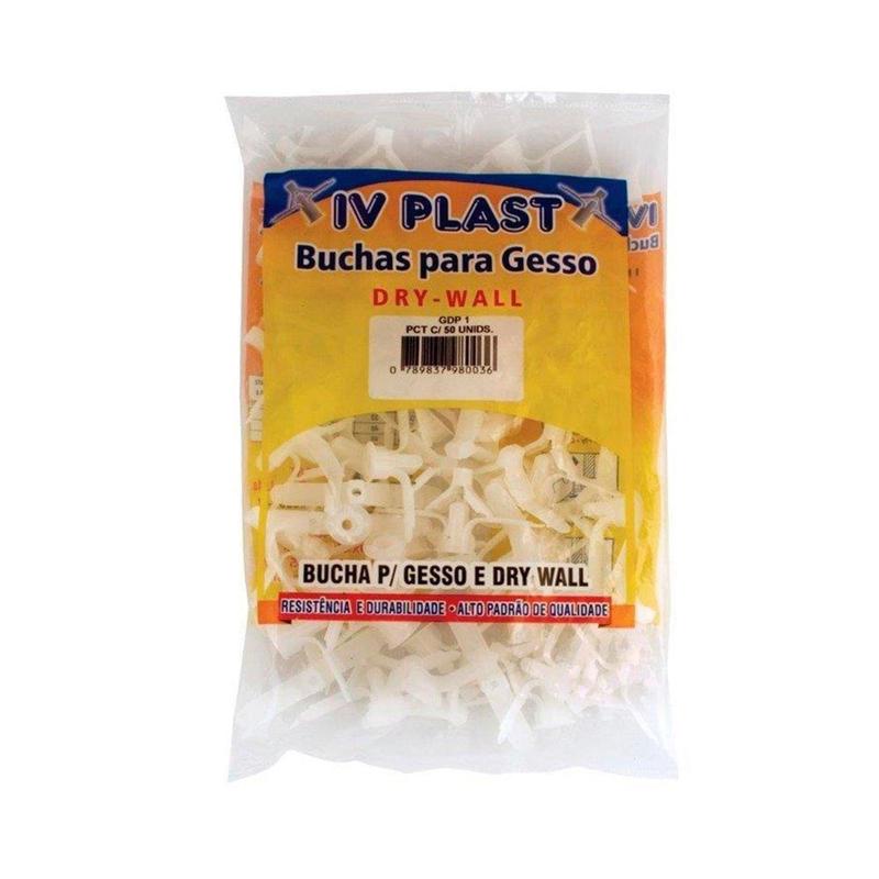 Bucha Plástica Ivplast Gesso Dry Wall GDP1 4 A 16mm - Embalagem c/ 50 unidades - IV Plast ...