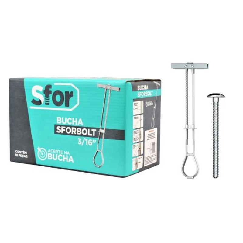 Bucha sforbolt com parafuso máquina - sfor - 3/16" com 120 un. - Bucha ...