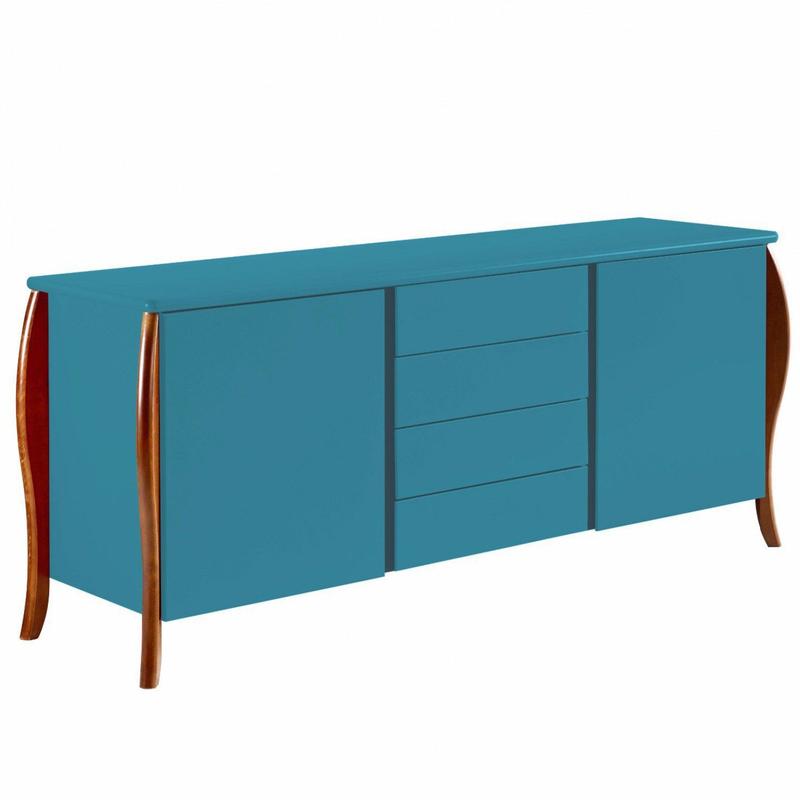 Buffet 2 Portas 4 Gavetas Otis Maxima Cacau/Azul - Buffet e Balcão para ...