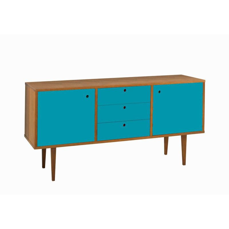 Buffet Vintage 2 PT 3 GV Madeira e Azul Claro - Mobly - Buffet e Balcão ...
