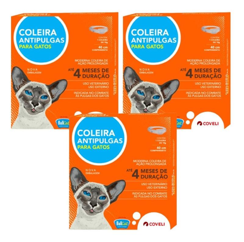 Bullcat Coleira Antipulgas para Gatos - 4 Meses Duração Combo com 3 ...
