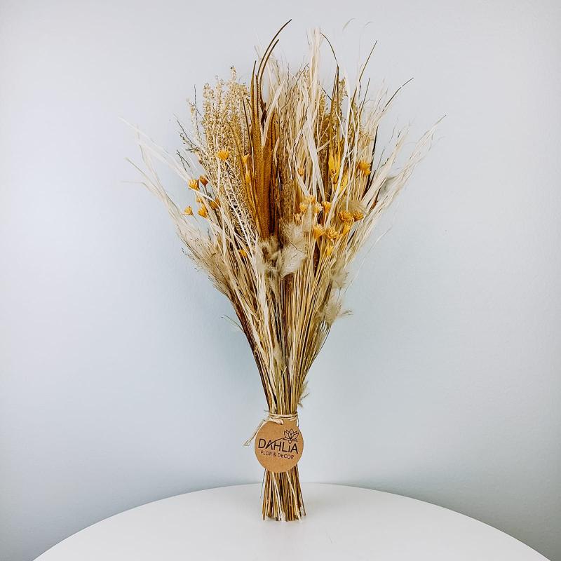 Buquê Arranjo De Flores Desidratadas Mix De Capins - Dahlias Flor ...