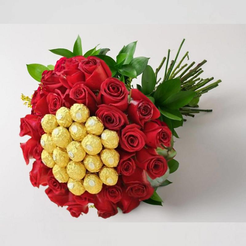Buquê de30 Rosas vermelhas 24 Bombons Ferrero Rocher - FLOR DE LIZ ...