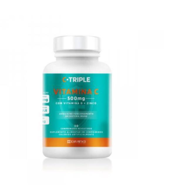 C-Triple Vitamina C 500Mg Com Vitamina D + Zinco 30 Capsulas - Divina ...