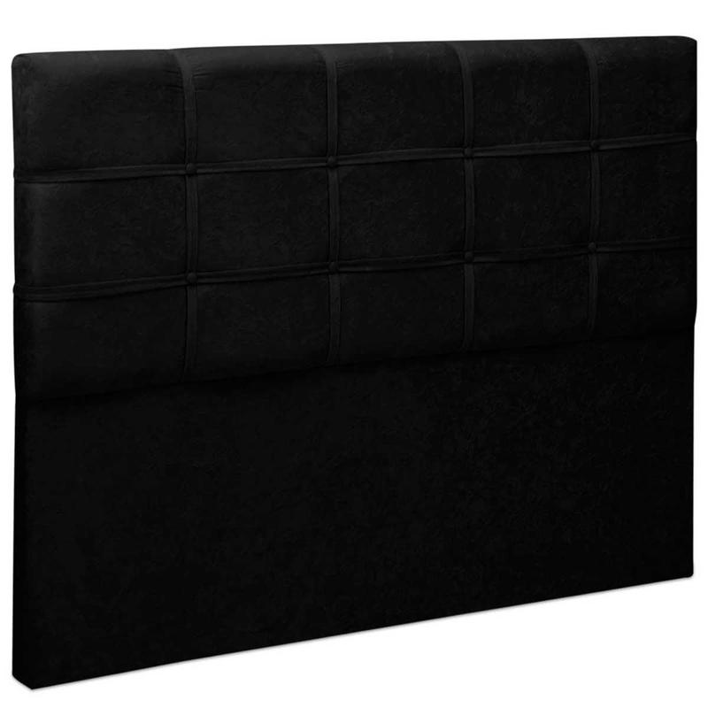 Cabeceira Solteiro Estofada Jordânia 90 cm Suede Preto - Arte das ...
