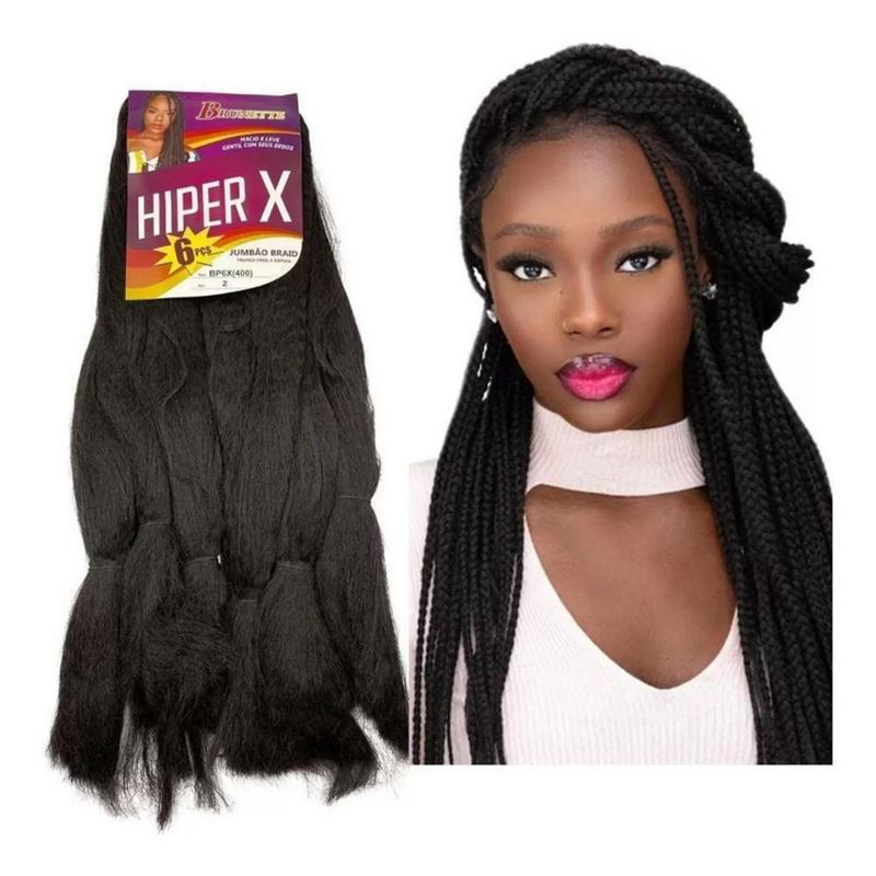 Cabelo Jumbo Jumbão Hiper X Kanekalon Tranças Braids Box Cor Castanho ...