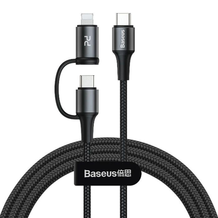 Cabo Adaptador Baseus 2 em 1 USB-C Para USB-C+Lighting - Preto - Cabo ...