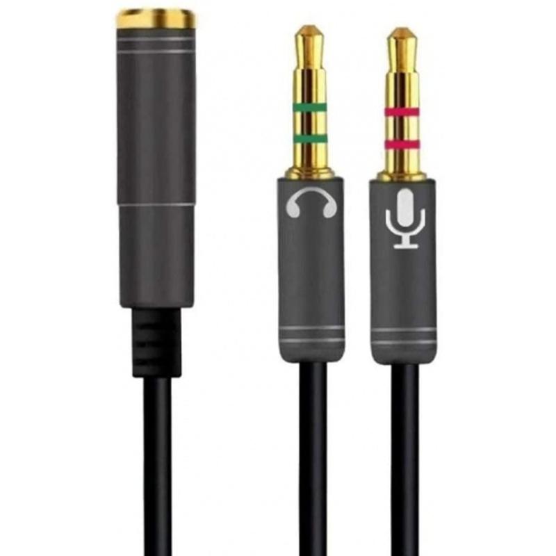Cabo de Áudio Adaptador P3 Fêmea Para 2 P2 Macho Fone + Microfone - It ...