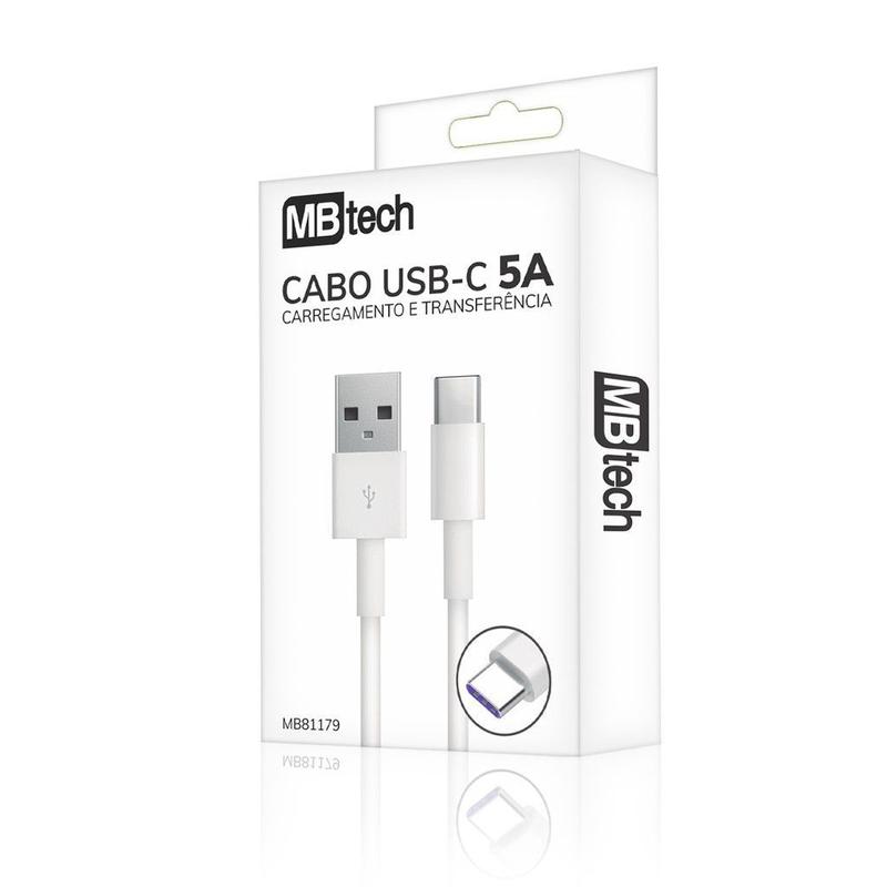 Cabo de Carregamento e Transferência USB X Tipo C 5A de 1 Metro MBTech MB81179 - Cabo USB ...