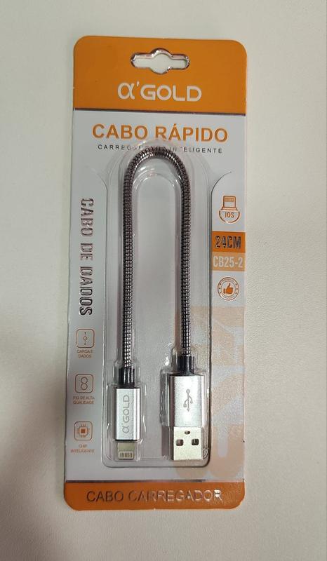 Cabo de Dados Rápido Carregador CB25-2 - 24cm a'gold Tipo LIghtning - Carregador de Parede para ...