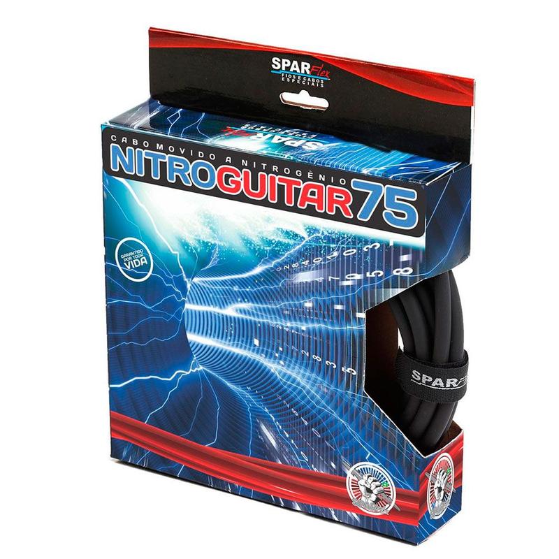 Cabo de Guitarra Sparflex Nitro 100 PLUG Noiseless 7 Metros Preto ...