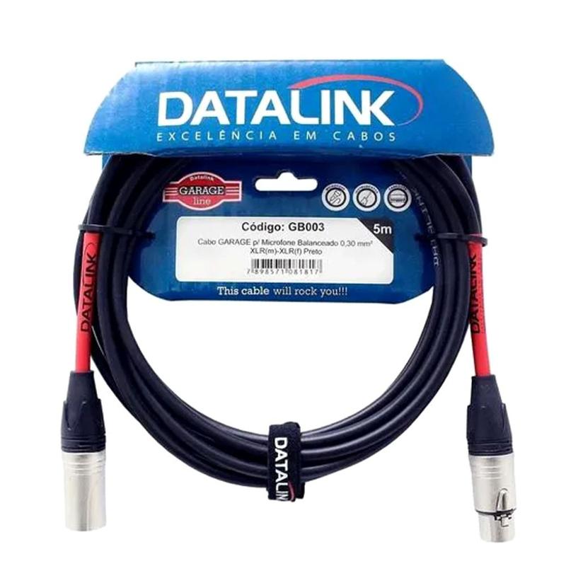 Cabo de Microfone Datalink GB003 0.30mm 5 Metros - XLR / XLR - Cabos de Áudio - Magazine Luiza