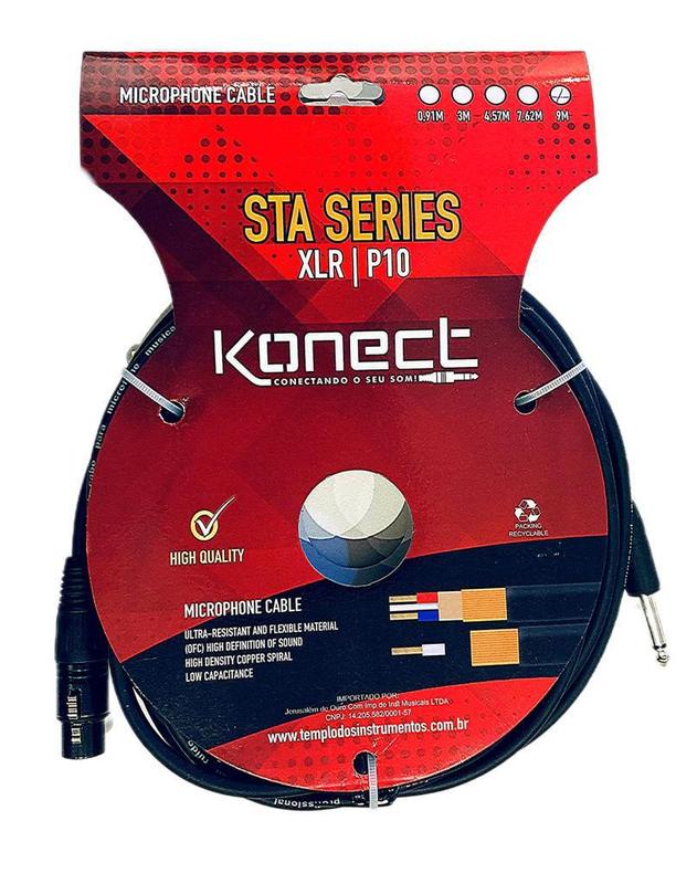 Cabo de Microfone XLRM X P10 Serie STAXP 9m Konect - Cabos e Adaptadores - Magazine Luiza