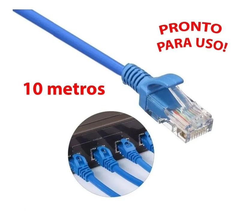 Cabo De Rede 10 Metros Montado Internet Lan RJ45 - XCell - Materiais ...