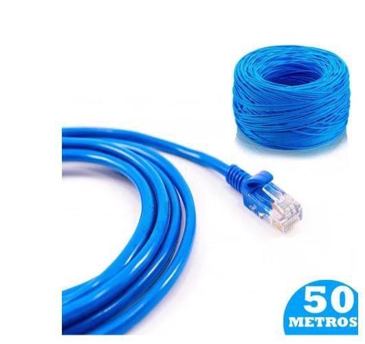 Cabo De Rede 50 Metros Ethernet Cat5 Internet Rj45 + 10 conectores ...