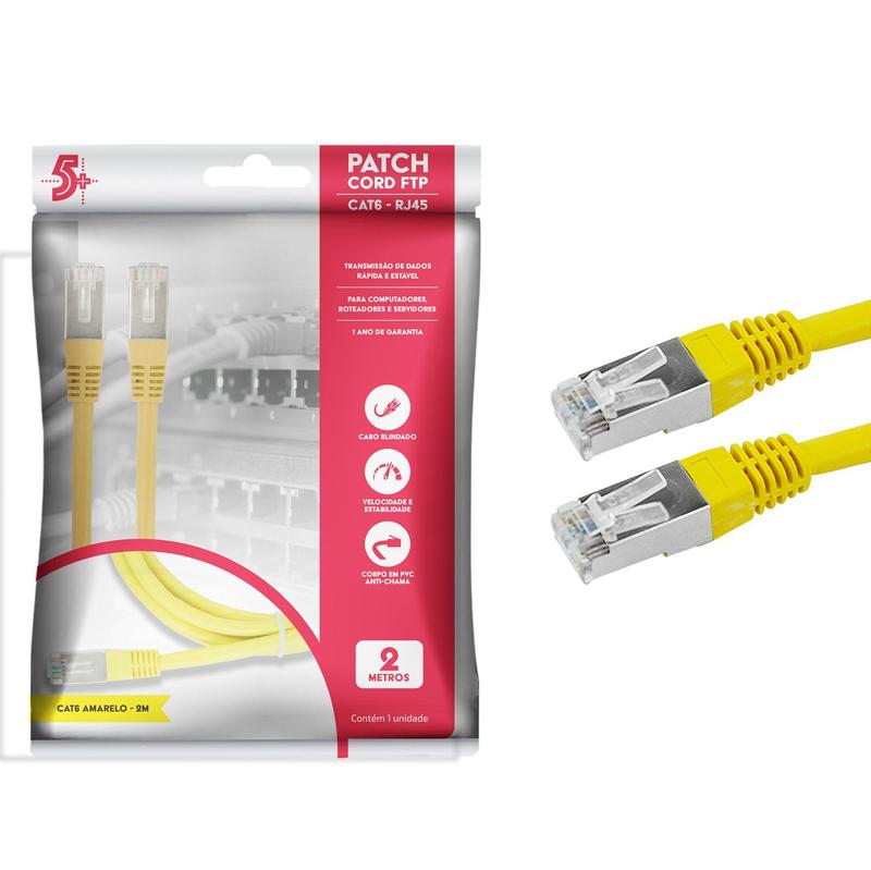 Cabo De Rede Blindado 2m Ethernet Rj45 Cat6 Amarelo 2 Metros - PIX ...
