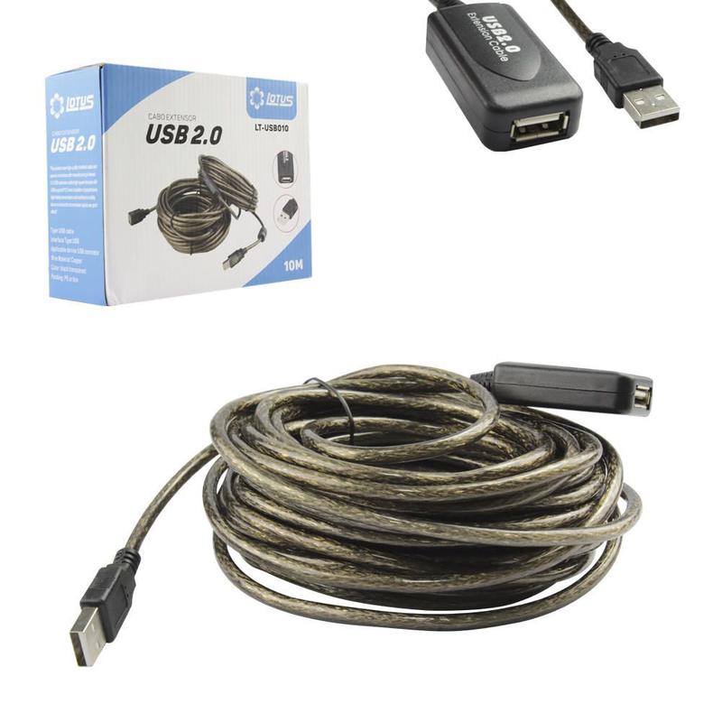 Cabo Extensor USB 2.0 10 Metros com AM AF Lotus LTUSB010 LTUSB010 Lotus - Cabo USB - Magazine Luiza