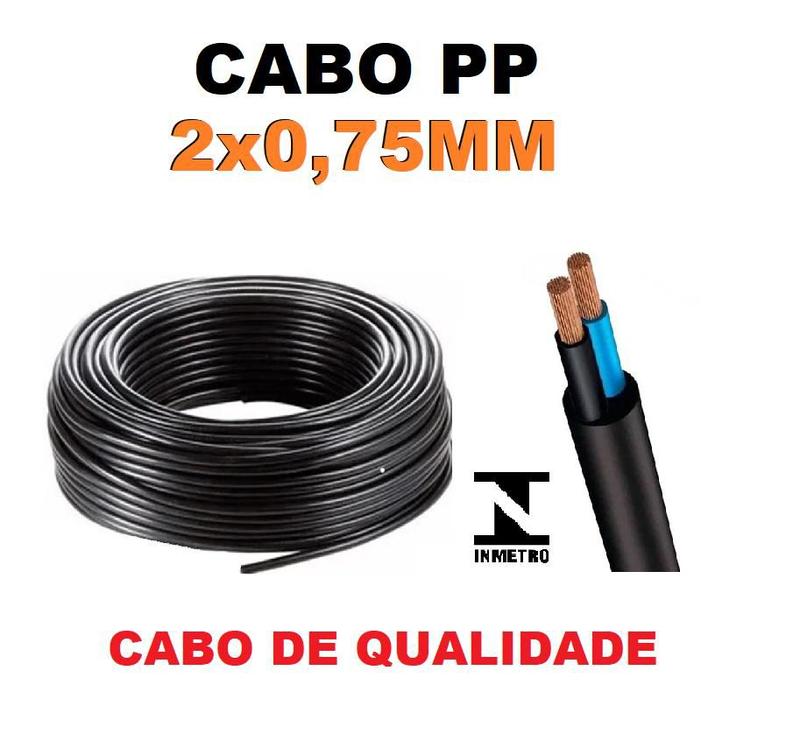 Cabo Fio PP 2x0,75mm 50MT 2 vias Preto Rolo - 50 metros - silflex ...